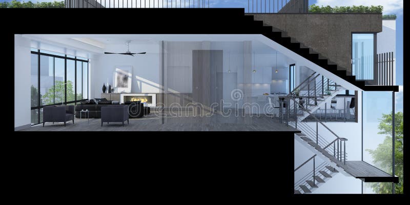 3D Illustration of a Modern Living Room Stock Illustration ...
