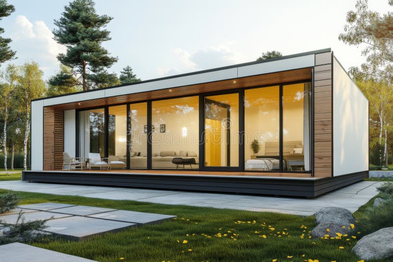 3d Illustration of Modern Modular House Construction Using Composite ...