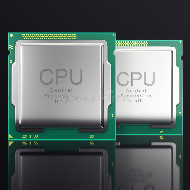 Modern Multicore CPU on White Background. 3d Illustration Stock ...
