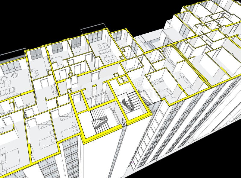 Partial 3d Cross Section Perspective of a Residential Building. Stock ...