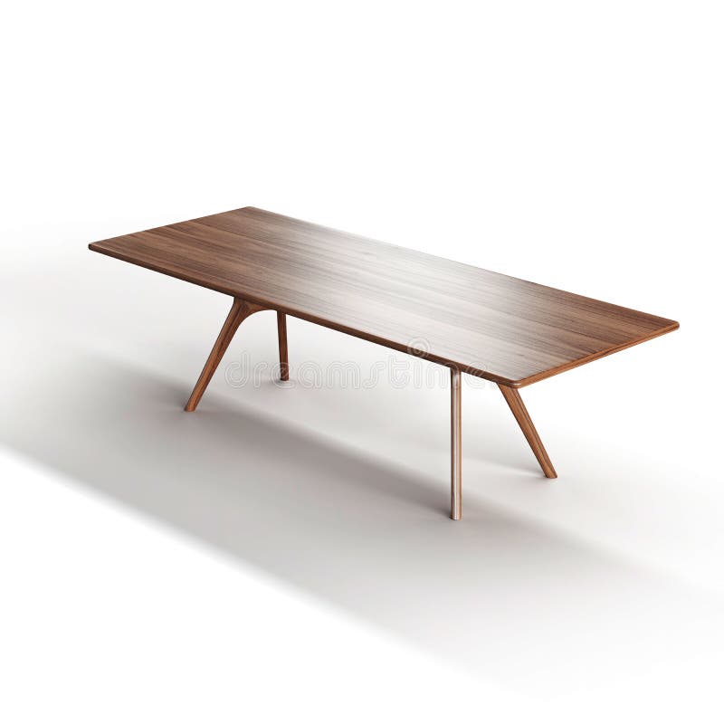 3D Illustration of a Modern Shiny Wooden Table Isolated on a White ...