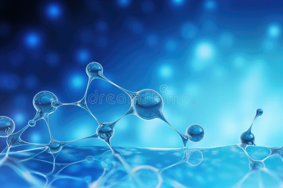3d Illustration of Molecule Structure Over Blue Background with Bokeh ...