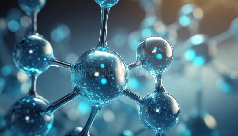 A 3D Illustration of Molecules in Blue, Representing Chemical Bonds ...