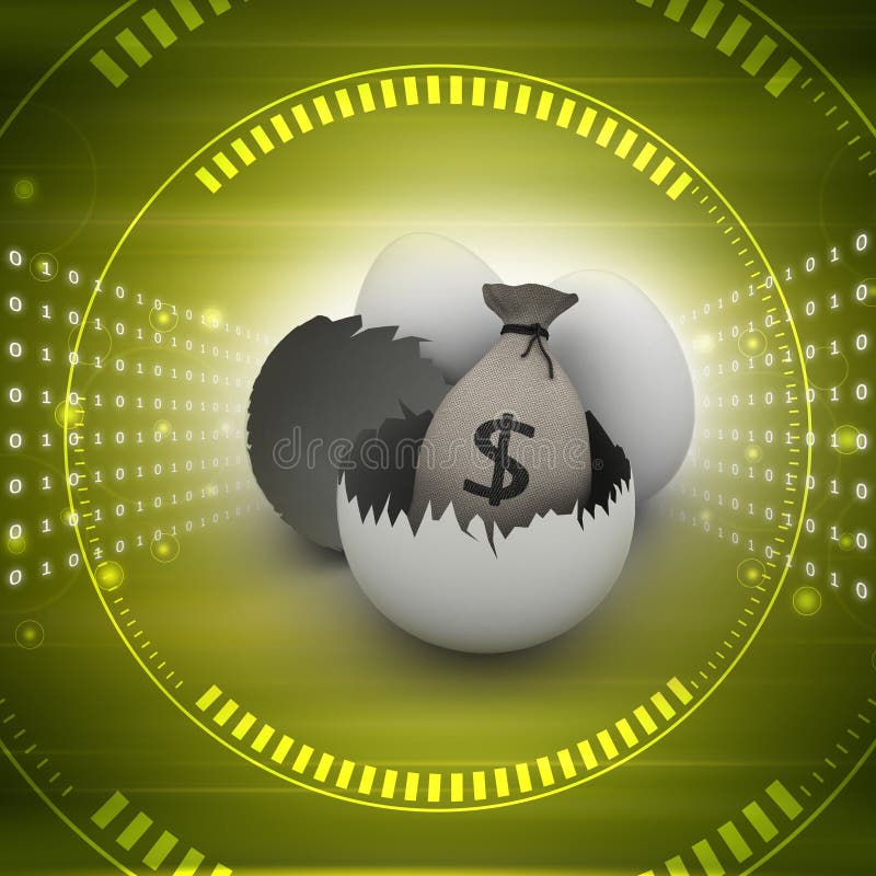 Money bag in egg shell stock illustration. Illustration of dollar ...