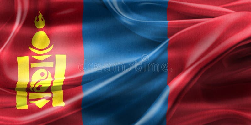 3D-Illustration of a Mongolia Flag - Realistic Waving Fabric Flag Stock ...