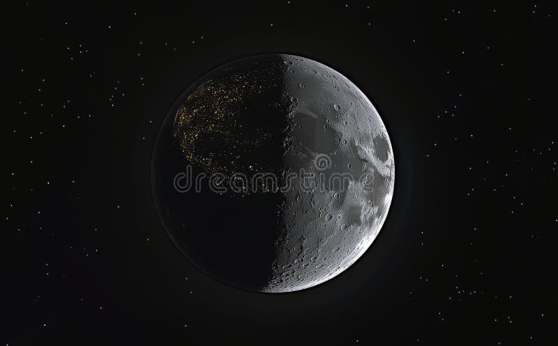 3D Illustration of Moon from Earth Orbit. Artemis Program. 5K Realistic ...