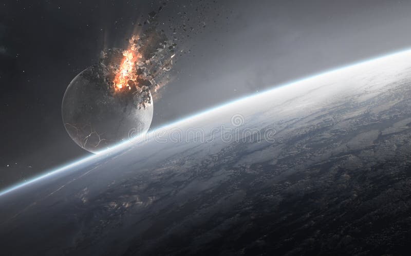 3D Illustration of Moon Exploding Stock Illustration - Illustration of ...