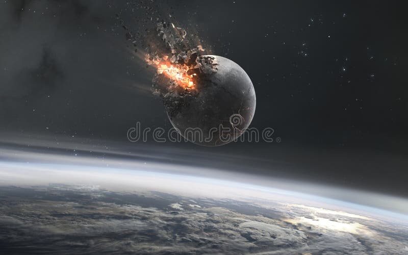 3D Illustration of Moon Exploding Stock Illustration - Illustration of ...