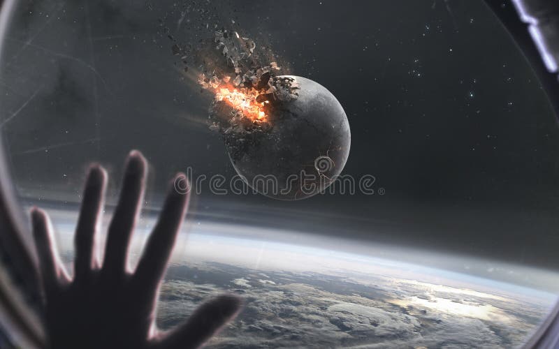 3D Illustration of Moon Exploding Stock Illustration - Illustration of ...