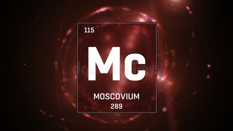 Moscovium As Element 115 of the Periodic Table 3D Illustration on Green ...