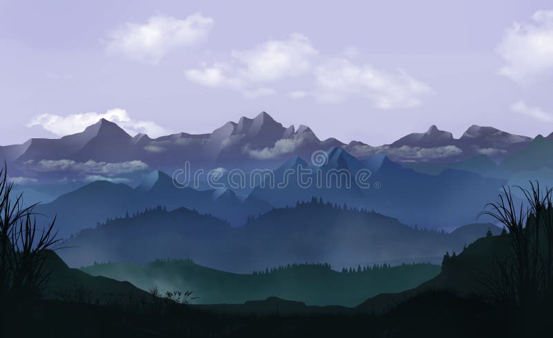 This is a 3-d Illustration of a Mountain Scene Stock Illustration ...