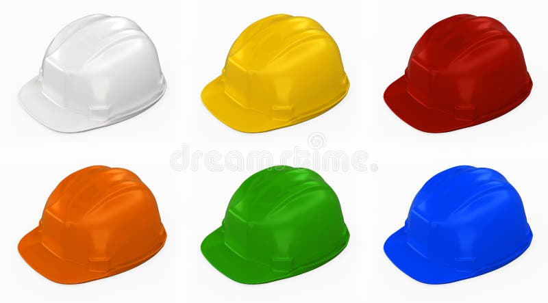 3D Illustration Multi Colour of Construction Helmet. Stock Illustration ...