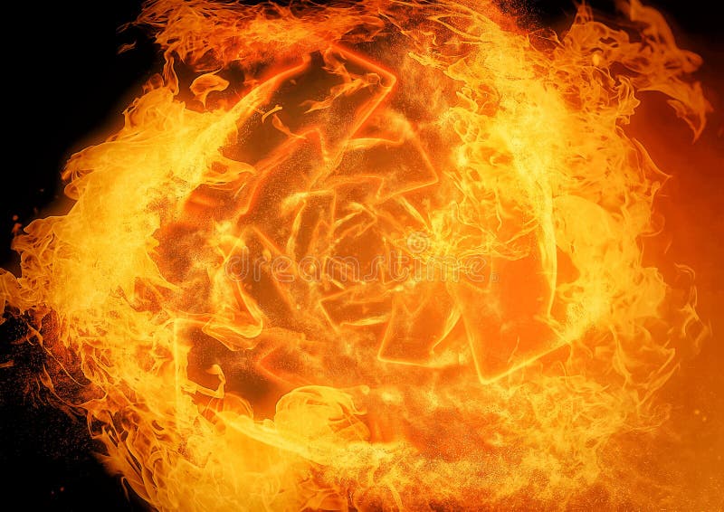 3d Illustration of Multiple Flame Arrows Swirling Stock Illustration ...