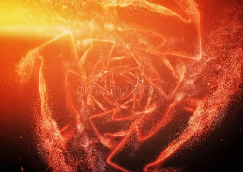 3d Illustration of Multiple Flame Arrows Swirling Stock Illustration ...