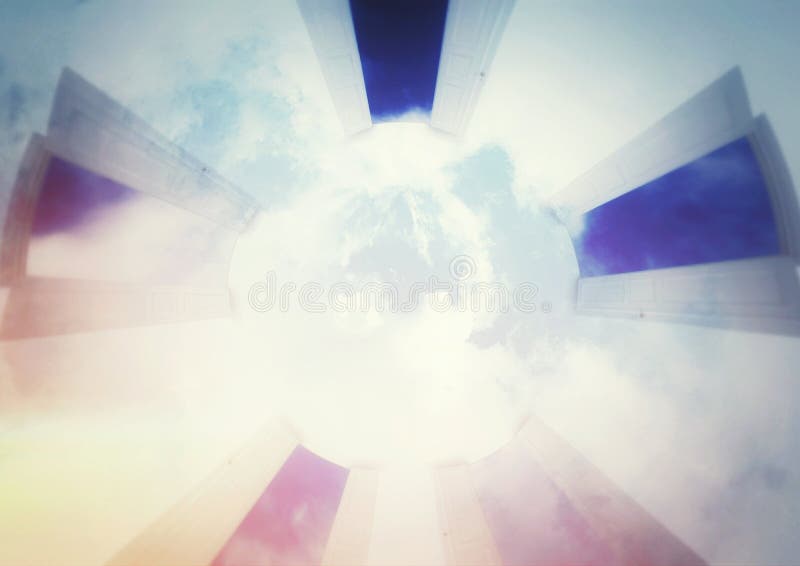 3d Illustration of Multiple Open Doors Appearing in Midair Stock ...