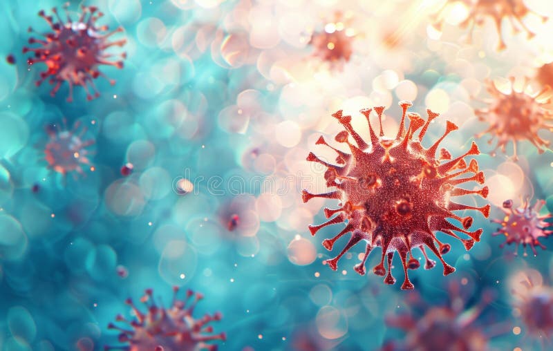 A 3D Illustration of Multiple Virus Particles Suspended in the Air ...