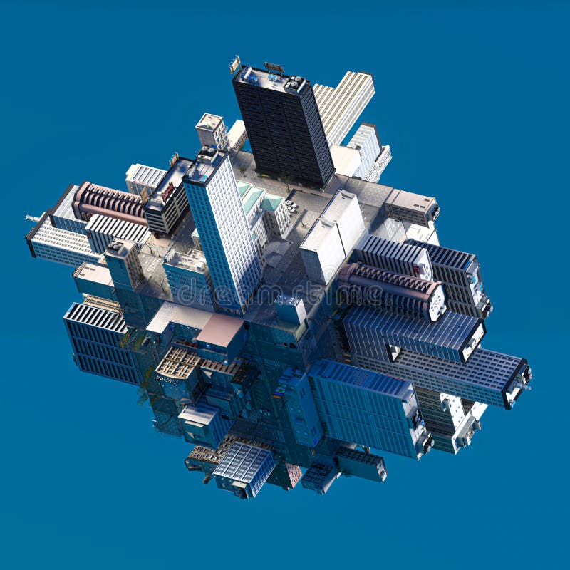 3D-illustration of a Multiverse with Skysrcapers in the Clouds Stock ...