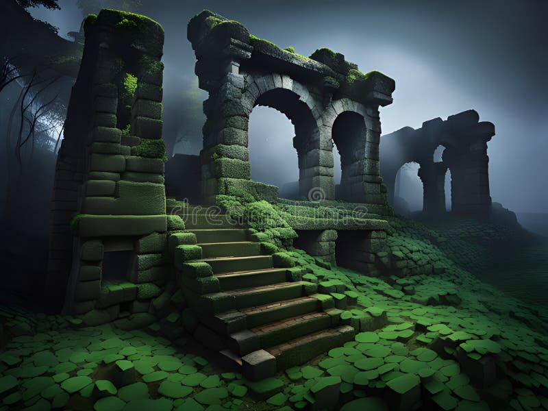 3d Illustration of a Mysterious Fantasy Castle with a Fantasy Stone ...