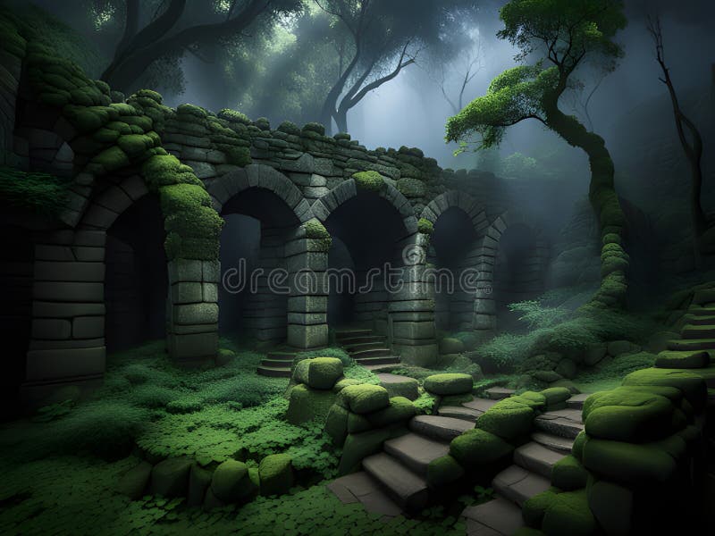 3d Illustration of a Mysterious Fantasy Castle with a Fantasy Stone ...