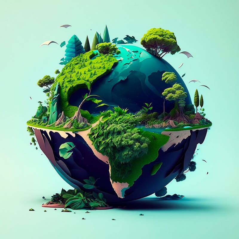 3d Illustration of the Nature of the Planet Earth. Save the Environment ...