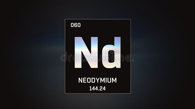 Neodymium As Element 60 of the Periodic Table 3D Illustration on Grey ...