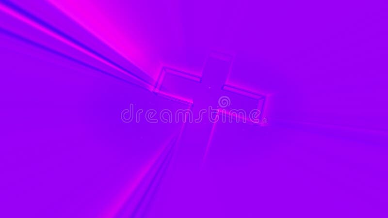 3D Illustration of Neon Glow Cross Over Blue Stock Illustration ...