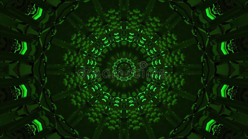 3D Illustration of a Neon Green Round Shaped Geometric Mandala Pattern ...