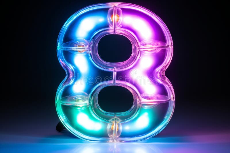 3d Illustration of Neon Number Eight Against a Dark Background for ...