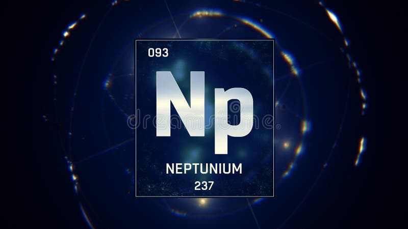 Neptunium As Element 93 of the Periodic Table 3D Illustration on Blue ...