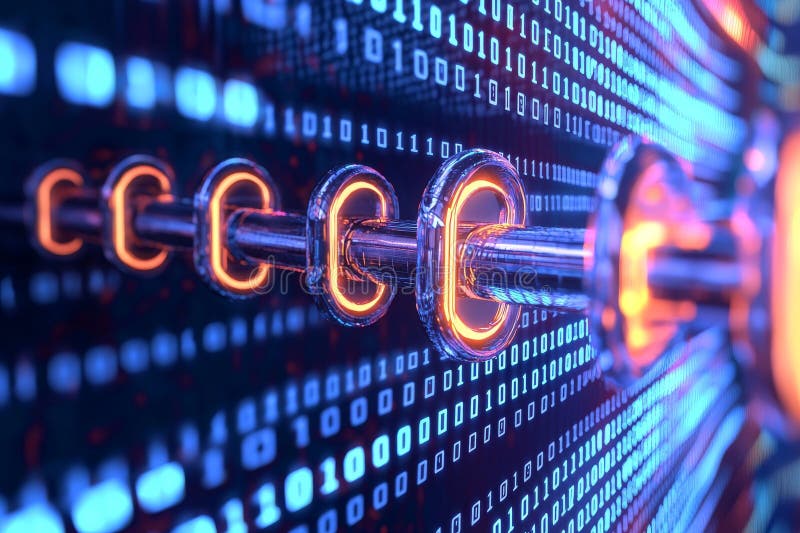 3D Illustration of a Neural Network. Data Stream. Global Stock Database ...