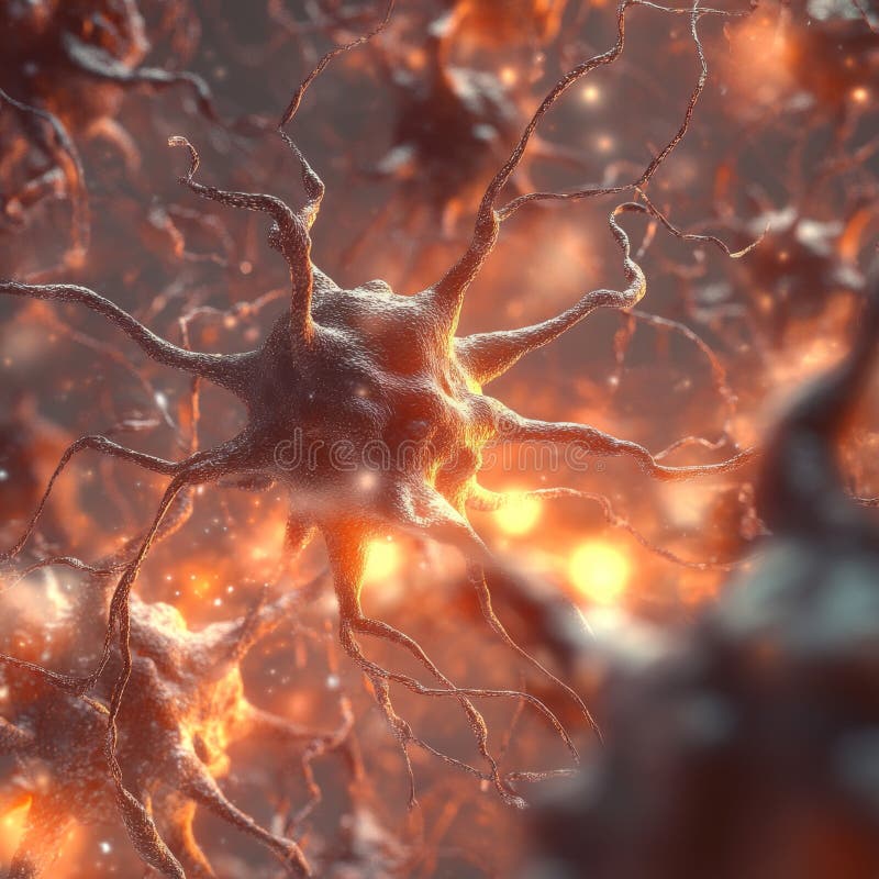 3D Illustration of a Neuron Cell in a Human Brain, 3D Rendering Stock ...