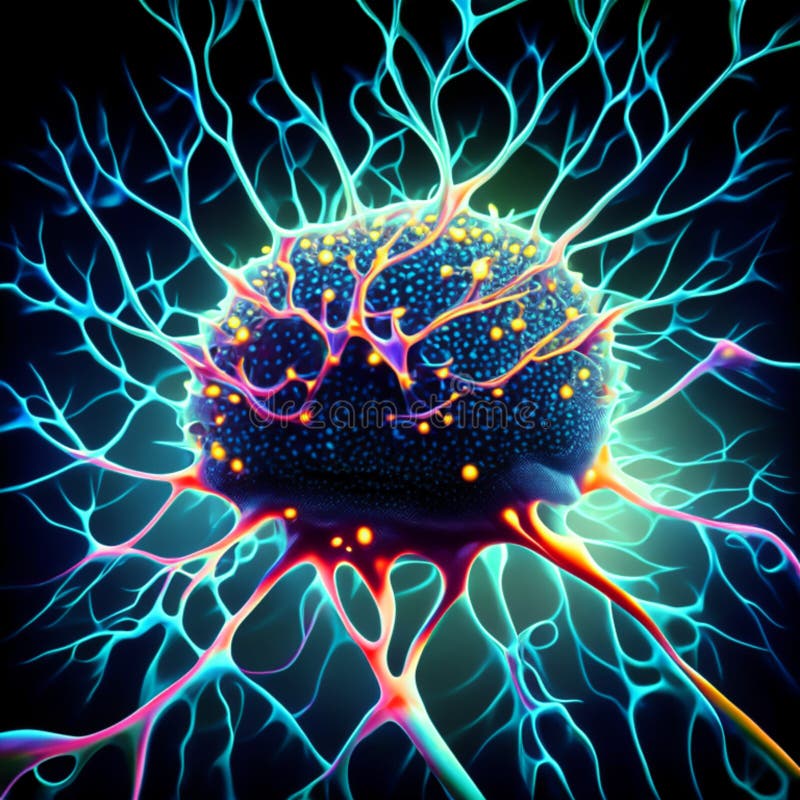 3D Illustration of a Neuron Cell Under Microscope. Neuron Cell, Neuron ...