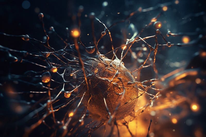 3d Illustration of Neuron Cell or Neurons in Abstract Background ...