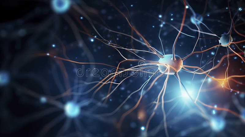 3d Illustration of Neuron Cell with Neurons and Nervous System ...