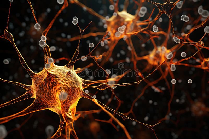 3d Illustration of Neuron Cells with Neurons, Nervous System ...