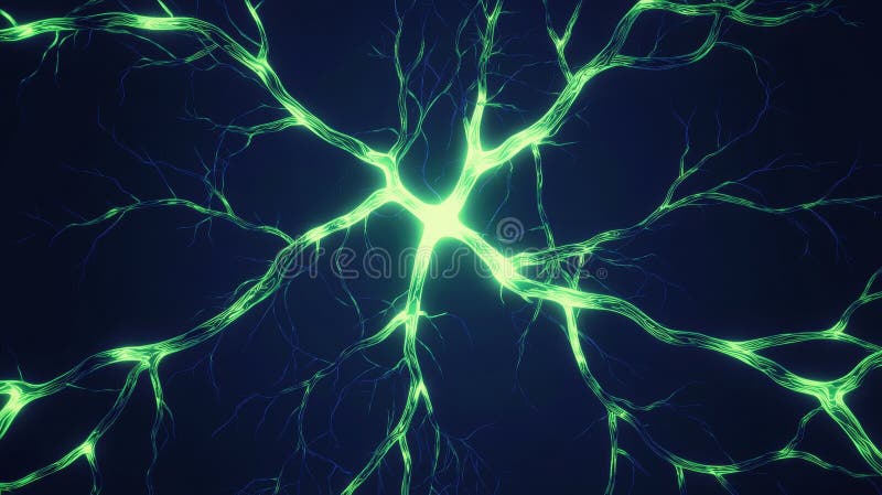 3d Illustration of a Neuron Firing, Showing the Complex Network of ...