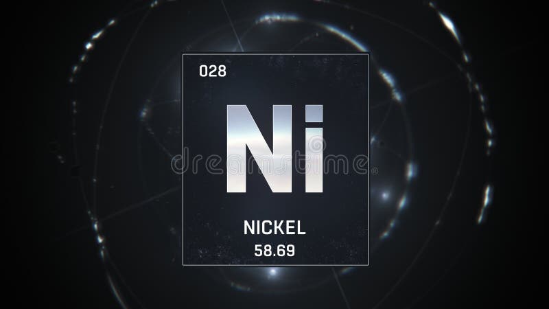 Nickel As Element 28 of the Periodic Table 3D Illustration on Silver ...