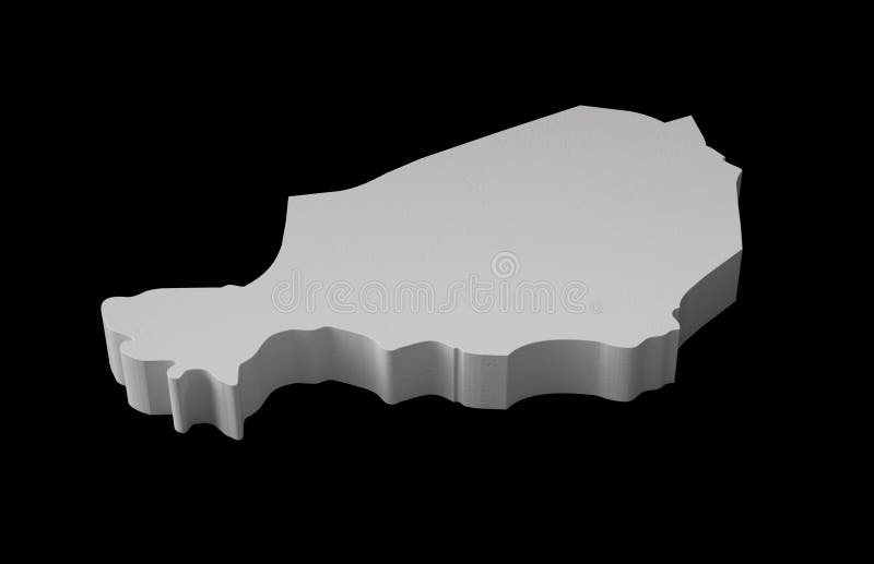 3D Illustration of Niger 3D Map on Black Stock Illustration ...