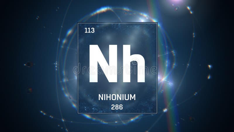Nihonium As Element 113 of the Periodic Table 3D Illustration on Grey ...
