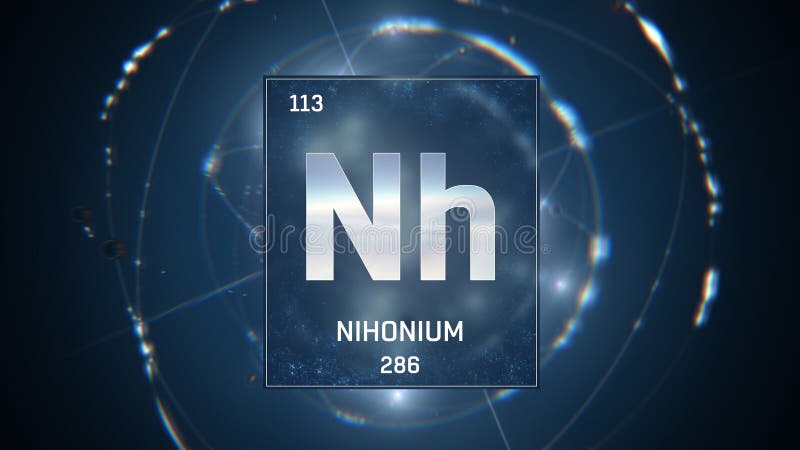 Nihonium As Element 113 of the Periodic Table 3D Illustration on Grey ...