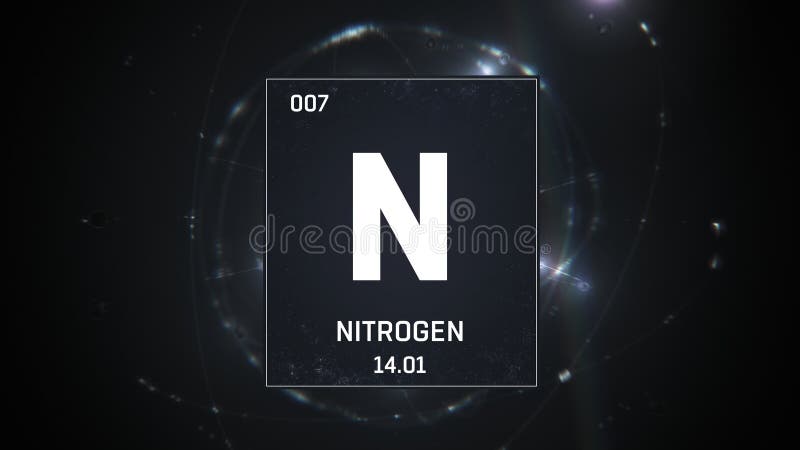 Nitrogen As Element 7 of the Periodic Table 3D Animation on Silver ...