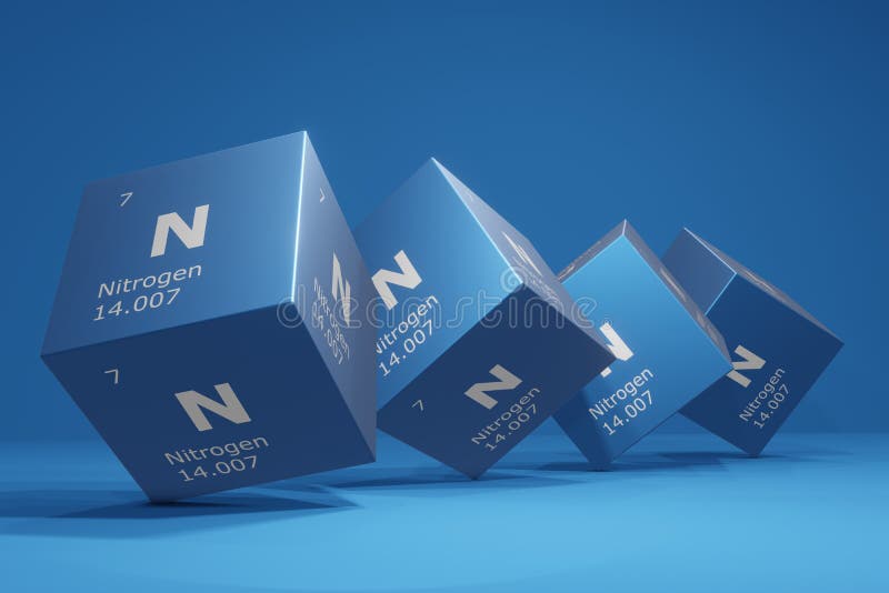 3D Illustration of Nitrogen, Chemical Element of the Periodic Table ...