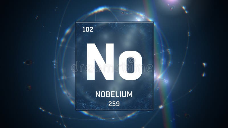 Nobelium As Element 102 of the Periodic Table 3D Illustration on Blue ...