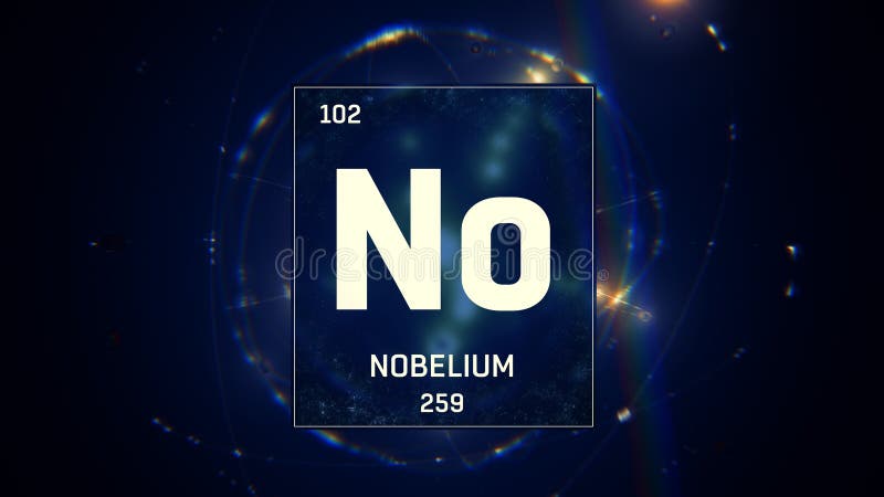 Nobelium As Element 102 of the Periodic Table 3D Illustration on Blue ...