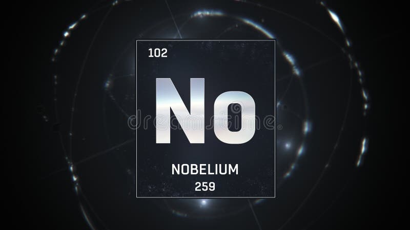 Nobelium As Element 102 of the Periodic Table 3D Illustration on Silver ...