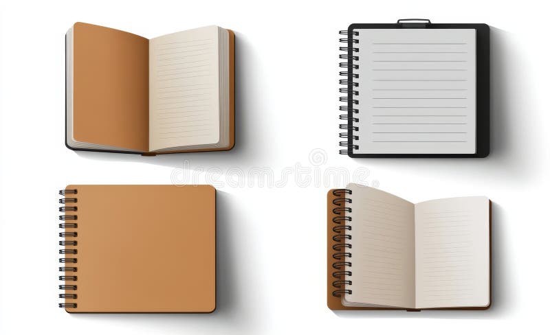 A 3D Illustration of a Notebook Stack with a Spiral Binder and Blank ...
