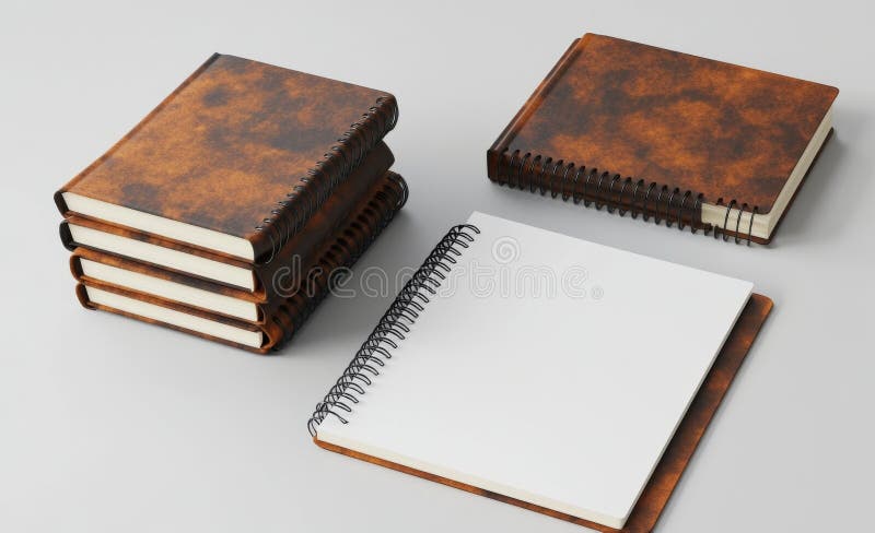 A 3D Illustration of a Notebook Stack with a Spiral Binder, Showcasing ...