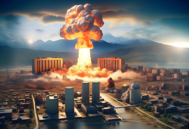3d Illustration of Nuclear Catastrophe, City and Atomic Bomb Stock ...