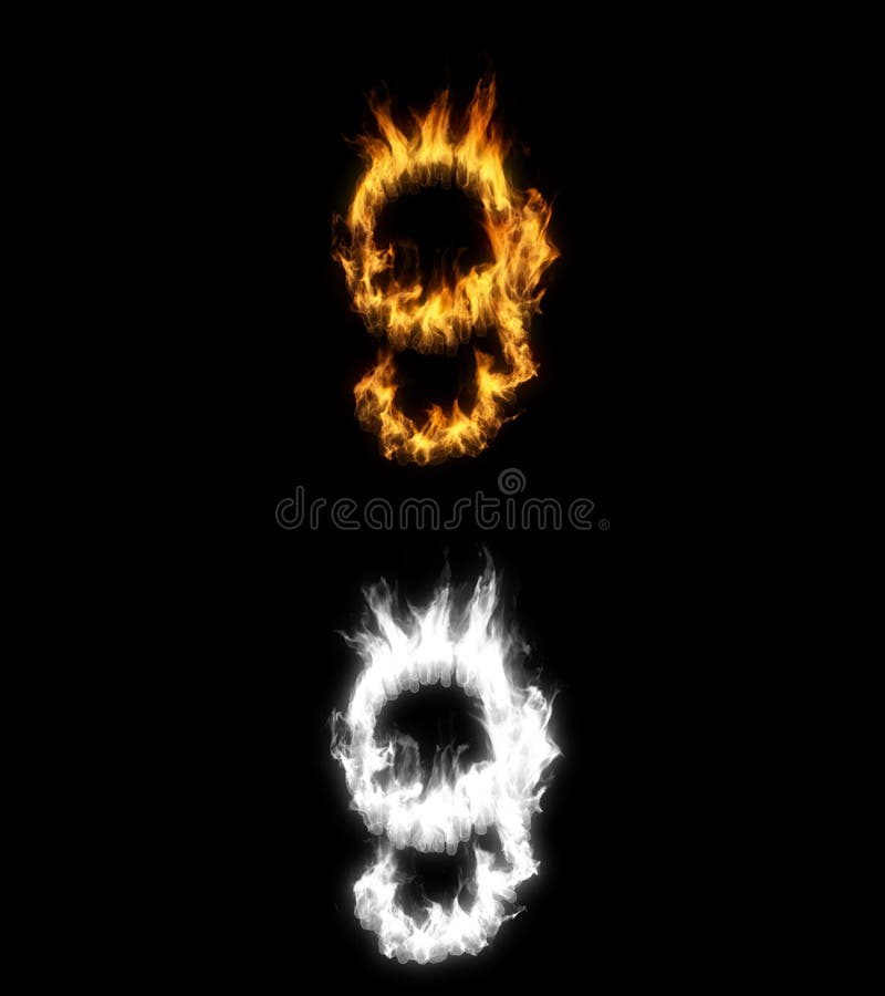 3D Illustration of the Number on Fire with Alpha Layer Stock ...
