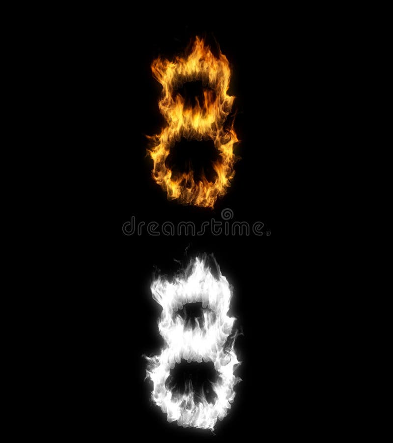 Number 8 Fire. Flames Font Eight . Tattoo Alphabet Character. Fiery ...